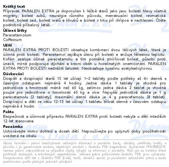 Paralen Extra proti bolesti 500mg/65mg tbl.flm.12 | Moje lékárna