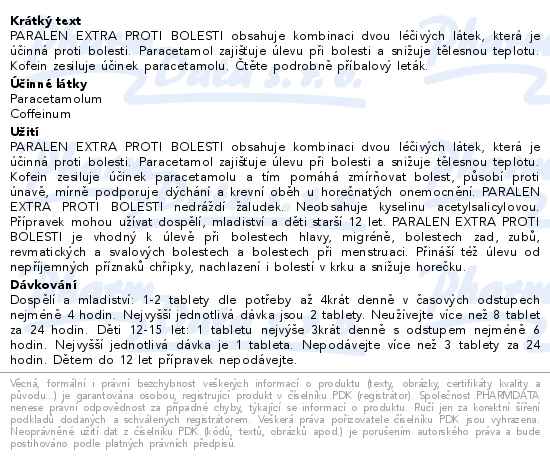 Paralen Extra proti bolesti 500mg/65mg tbl.flm.24 | Moje lékárna