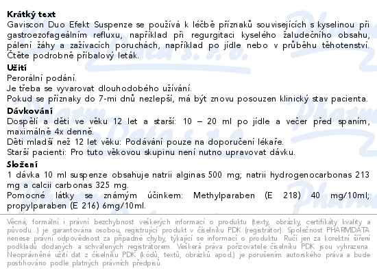 Gaviscon Duo Efekt 500mg/213mg/325mg por.sus.300ml | Moje lékárna